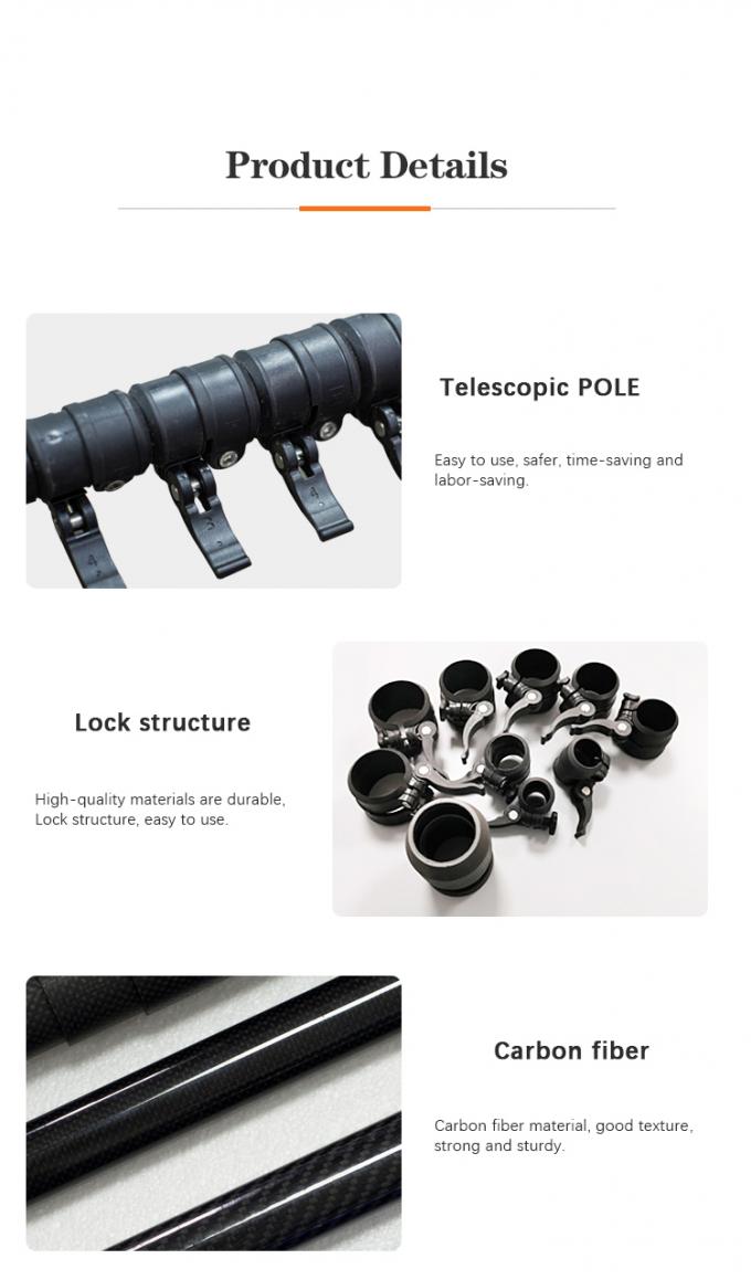 18m 60ft Retractable Extension Carbon Fiber Poles Adjustable Telescopic ...