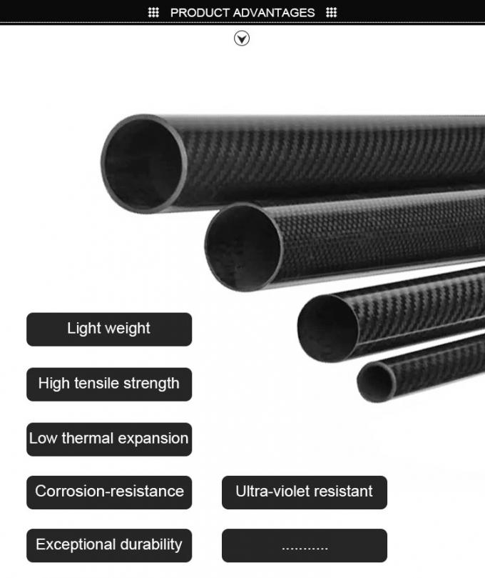 High Resistance Lightweight Strong Custom 1K 3K Carbon Fiber Tubes